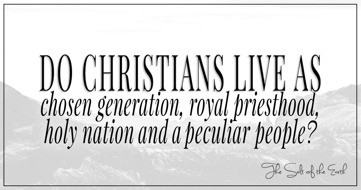 Do Christians live as a chosen generation, royal priesthood, holy ...